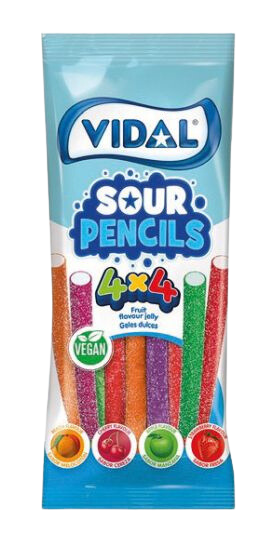 Sour Pencils Assorted Gummies 4x4 • 90 G – Made in Market